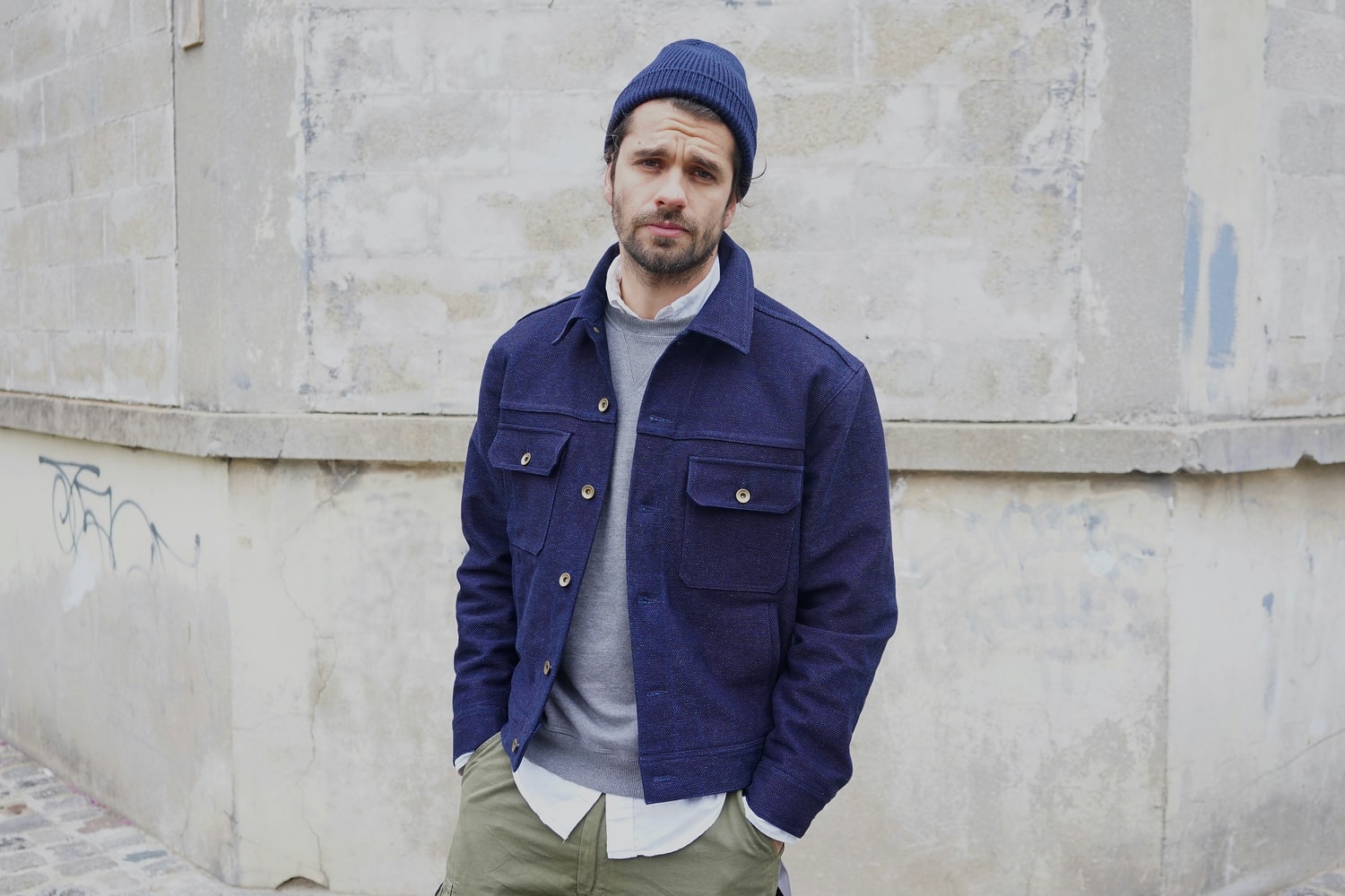 Céfran et Luca signent une veste en sashiko inspirée de la rider jacket Lee
